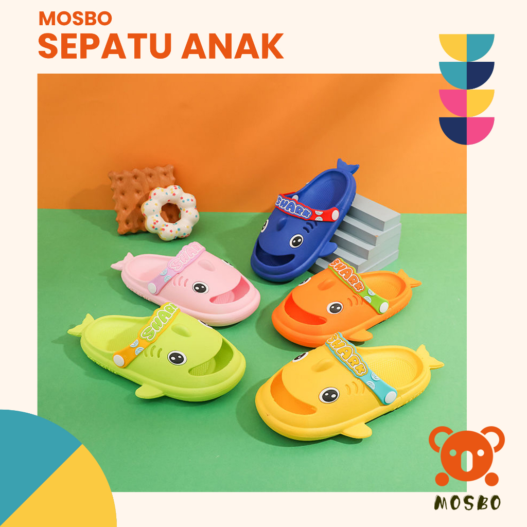 Jual MOSBO Sepatu Sandal Slop Unisex Sepatu Bakpao Sandal Karet SHARK ...