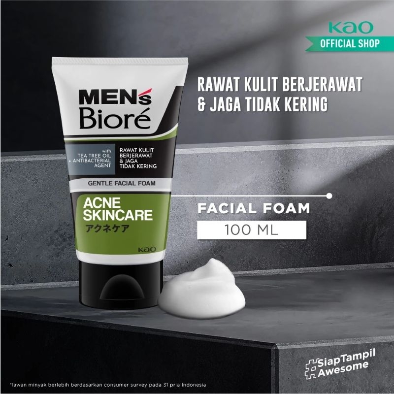 Jual Mens Biore Non Scrub Facial Foam Oil Buster Acne Action 40Gr ...