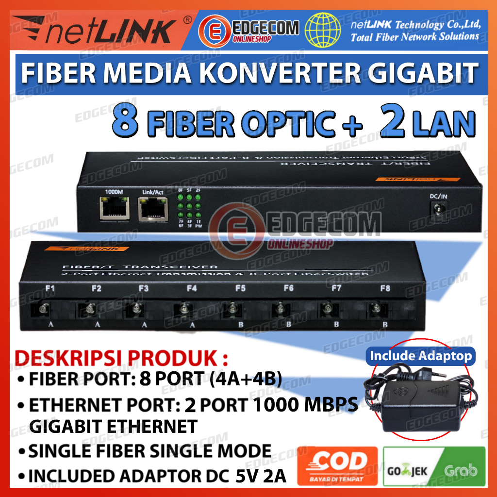 Jual Media Konverter 4 / 6 / 8 FO 2 LAN 10/100 Ethernet Fiber Optic Switch FO Converter Netlink ...