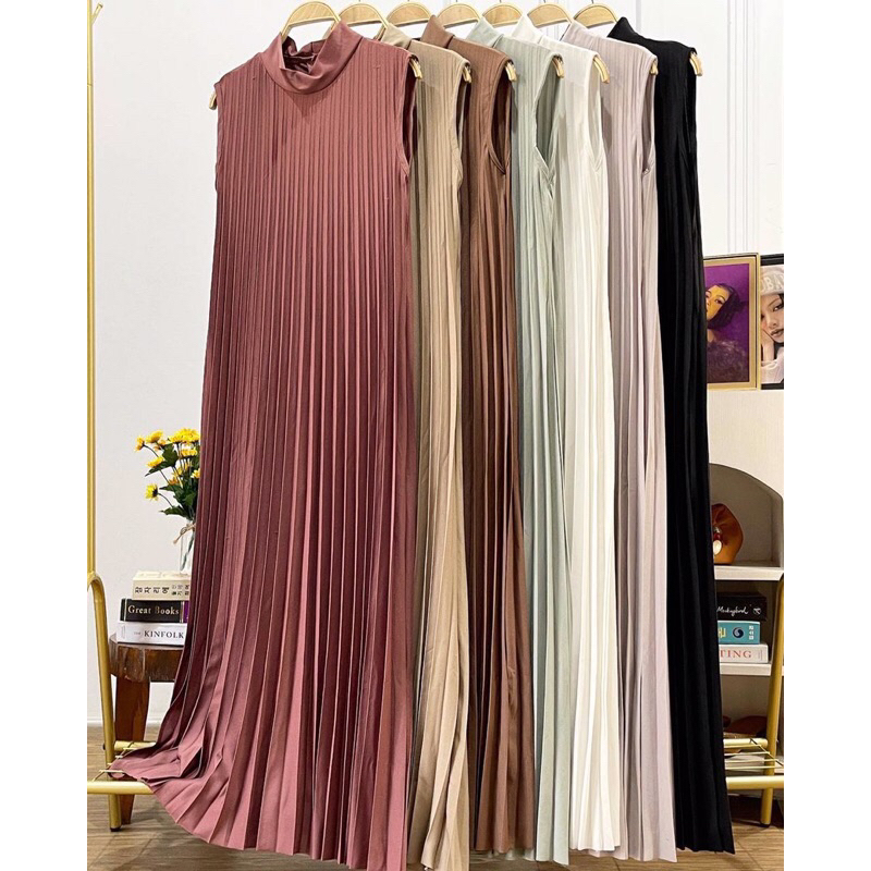 Jual INNER PLISKET DRESS LENGAN BUNTUNG GLESS HYGET PREMIUM POLOS ...