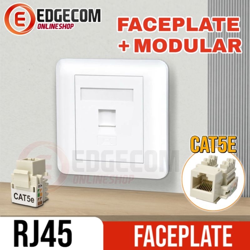 Jual Faceplate Modular Jack RJ45 Single / Face Plate Lan RJ45 + Modular ...