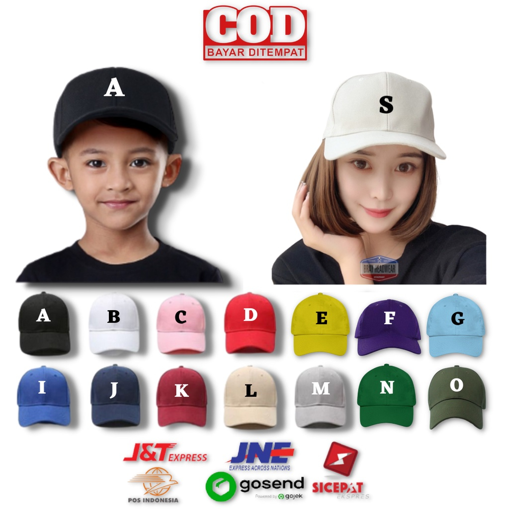 Jual Topi Baseball Dewasa Dan Anak umur 2-10 Tahun Inisial Huruf A B C ...