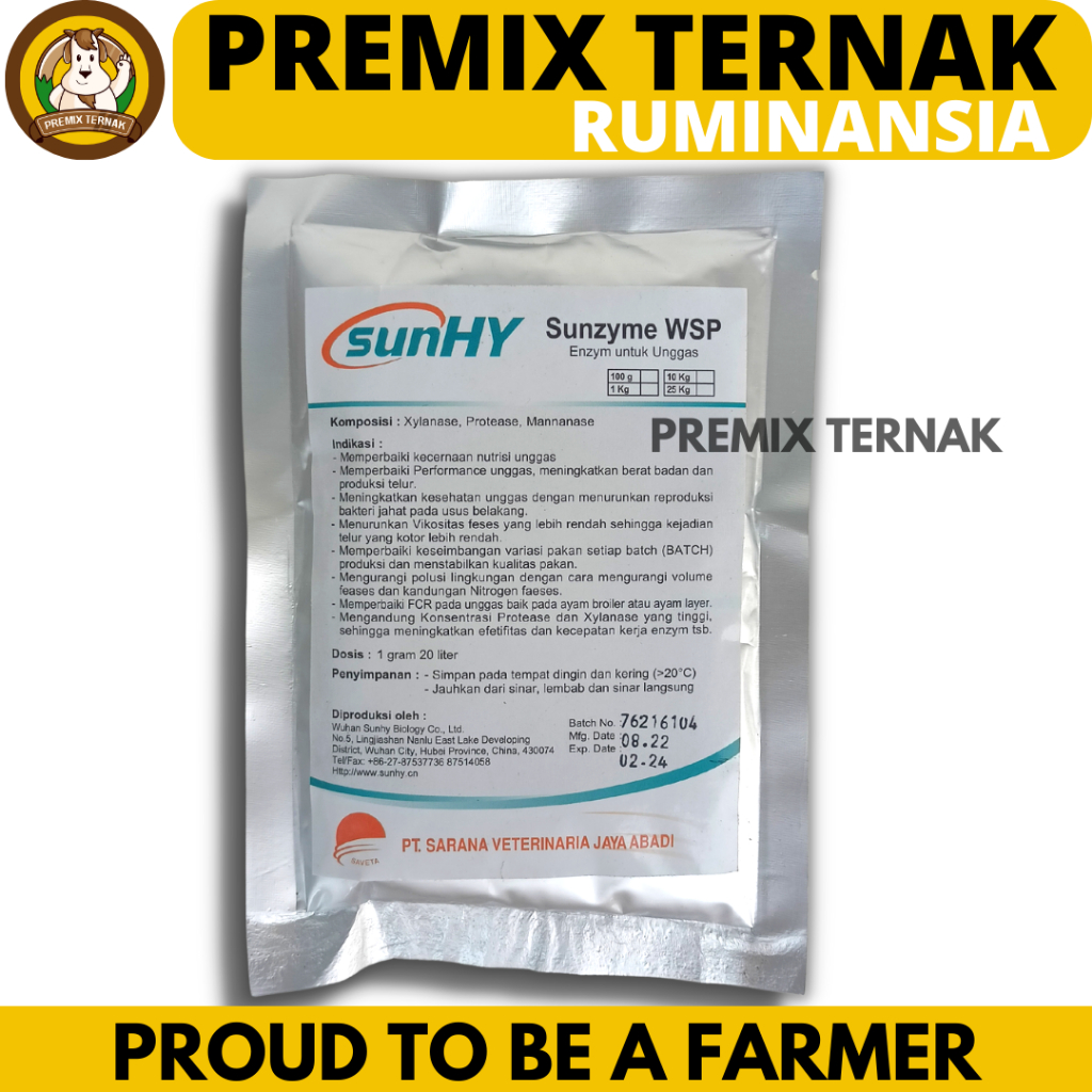 Jual SUNZYME WSP 100 GRAM - Multi Enzyme Hewan Larut Air - Enzim Ayam ...