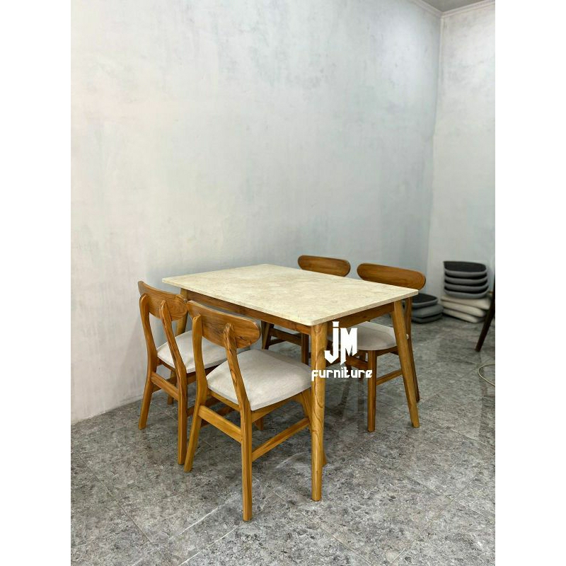 Jual DINNING SET ROPAN || MEJA MARMER ASLI || KAYU JATI JEPARA || KURSI CAFE MURAH | Shopee ...