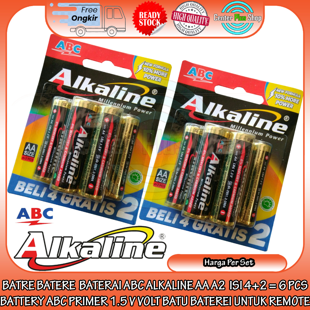 Jual Baterai Abc Alkaline Type Tipe AA A2 Battery 1.5v Isi 4+2 6 Pcs ...