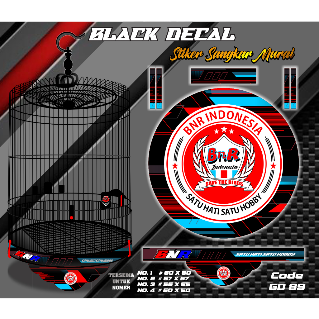 Jual Decal Sticker Sangkar Burung Murai BnR Keren Terbaru No 1 2 3 4 ...