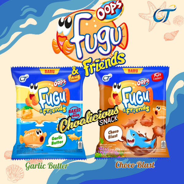 Jual OOPS FUGU & Friends Biskuit Rasa Garlic Butter/Choco Blast/Seaweed ...