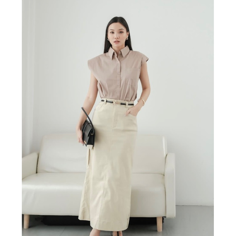 Jual Jeans Cargo Skirt Rok Span | Lily Skirt | Shopee Indonesia