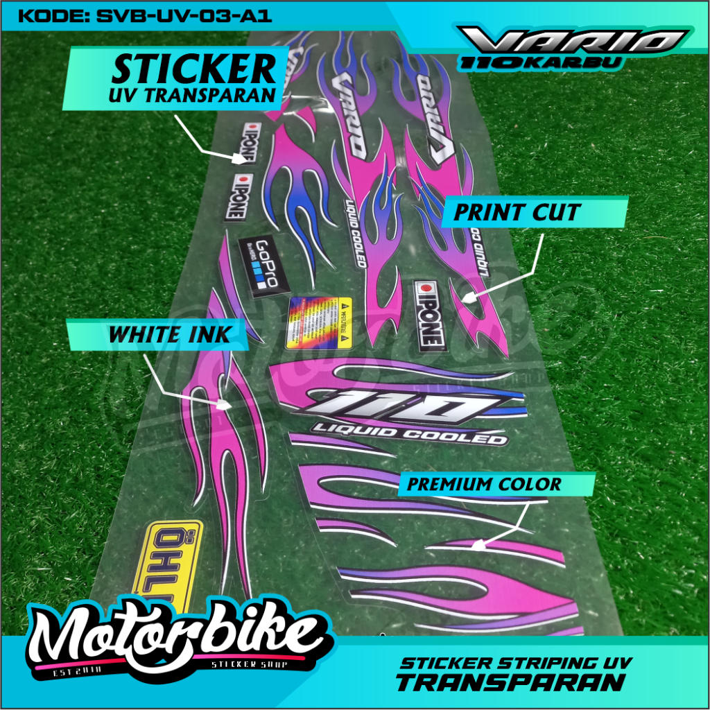 Jual STIKER STRIPING UV BENING MOTOR VARIO 110 KARBU TERBARU MOTIF API ...