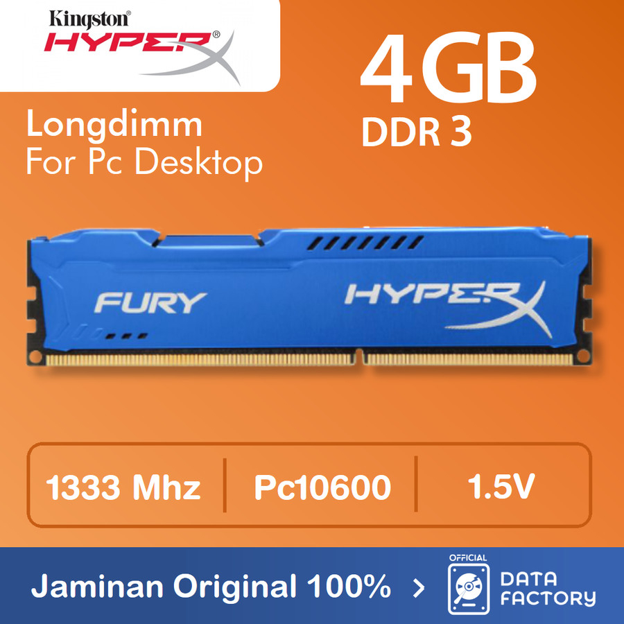 Jual RAM KINGSTON HYPERX FURY GAMING DDR3 4GB PC 10600 / 1333 Mhz MEMORY PC | Shopee Indonesia