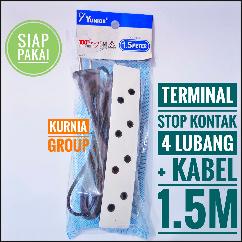 Jual YUNIOR Terminal Stop Kontak Lubang 4 + Kabel 1.5 Meter Multicord ...