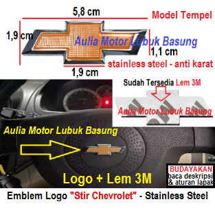 Jual emblem logo stir chevrolet stainless steel model tempel | Shopee ...
