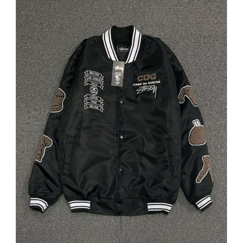 Jual Varsity Jacket Stusy CDG Bordir Premium Full Tag - Jaket Bomber ...