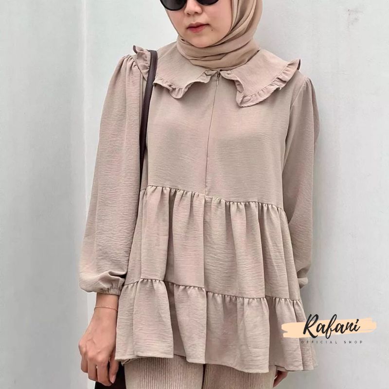 Jual Silvia Collar Blouse Crinkle Airflow Premium/ Blouse Wanita ...