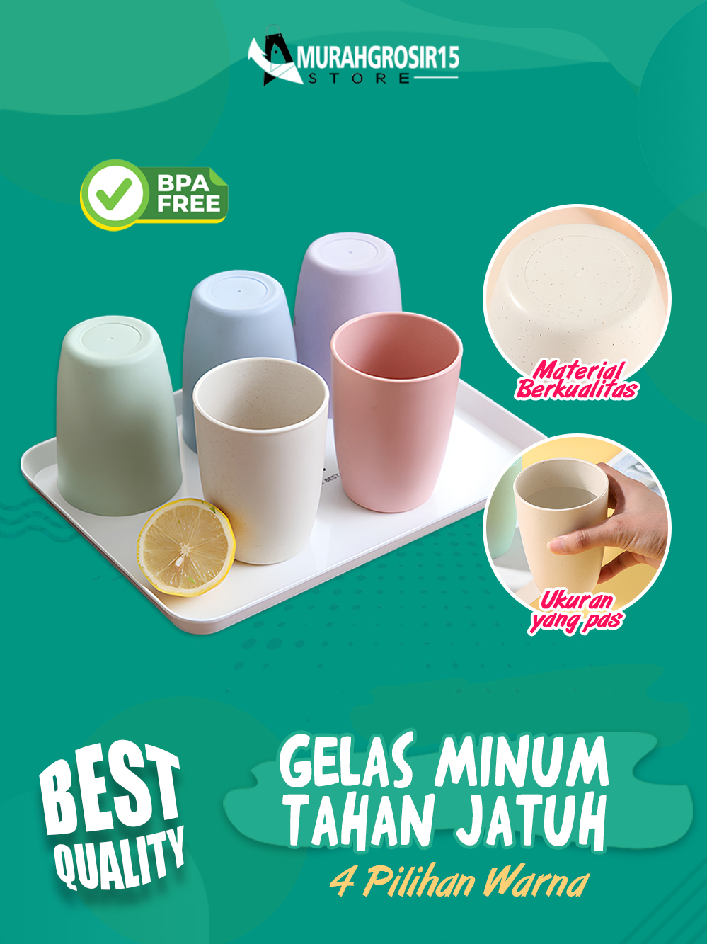 Jual Minum Cup Cangkir Tahan Jatuh / Gelas Jerami Gandum Food Grade ...
