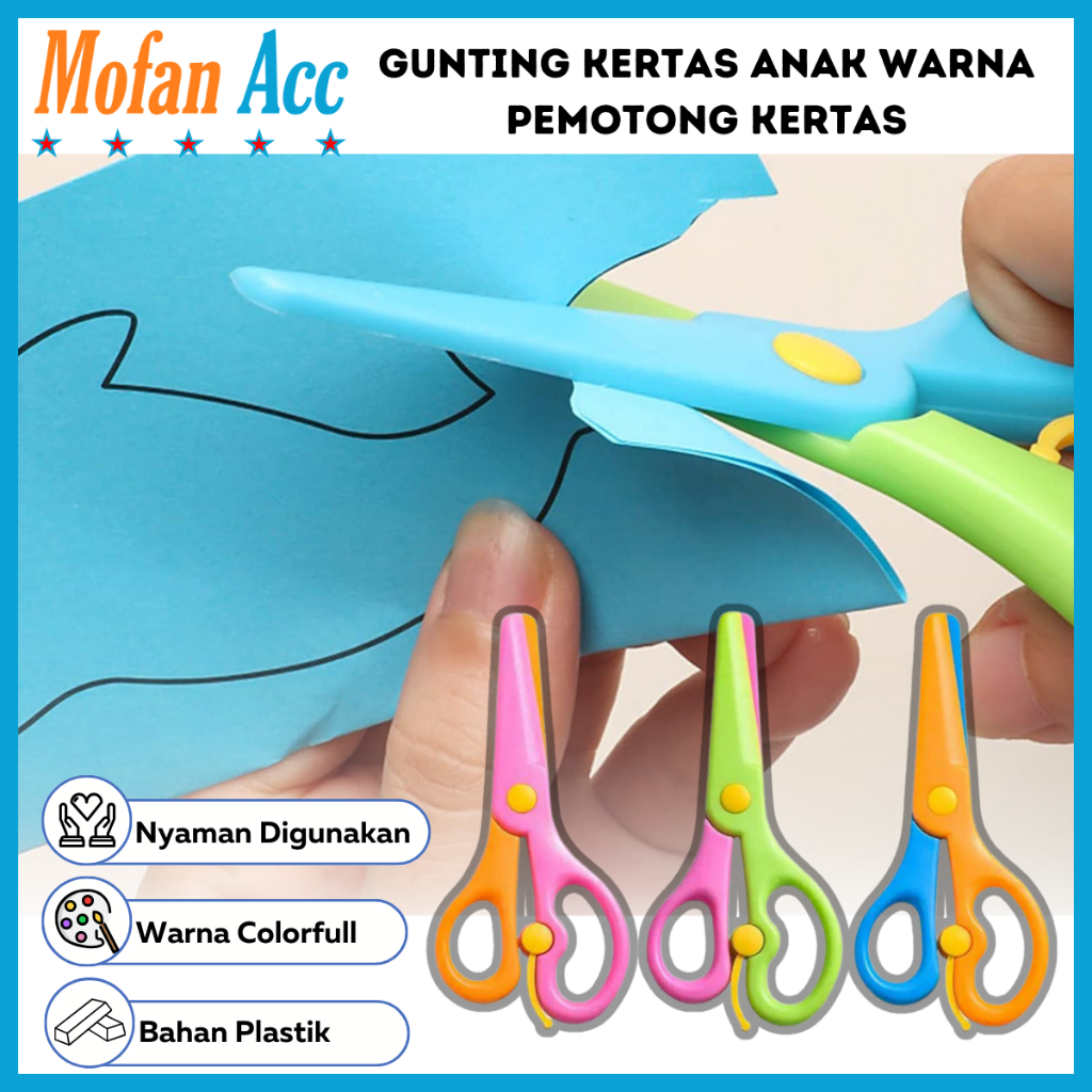 Jual Gunting Kertas Anak Warna Karakter Polos Ujung Bulat Tumpul Safety ...