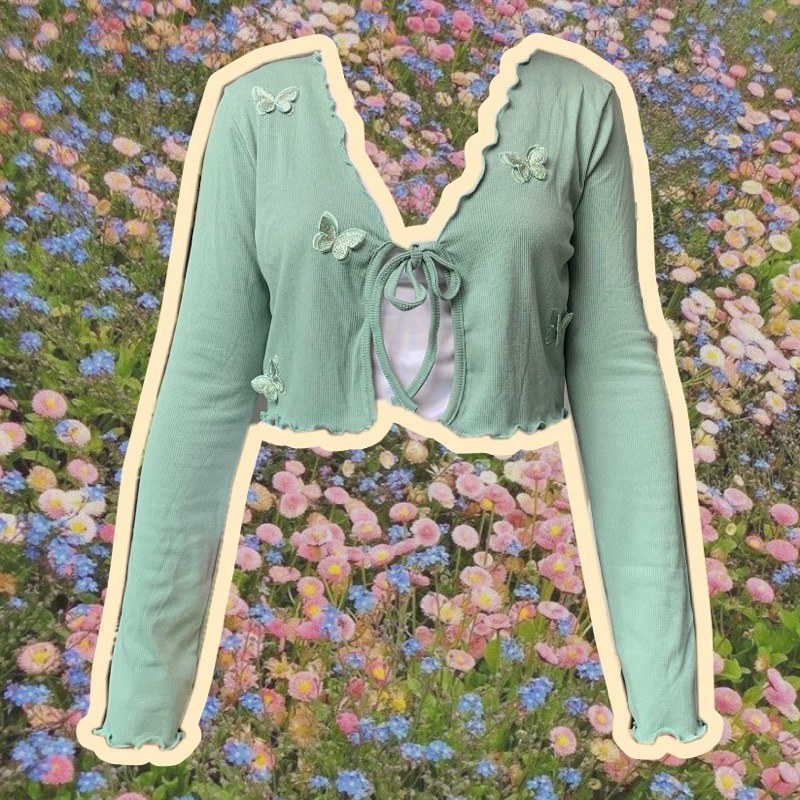 Jual Butterfly Mariposa Crop Cardigan | Shopee Indonesia