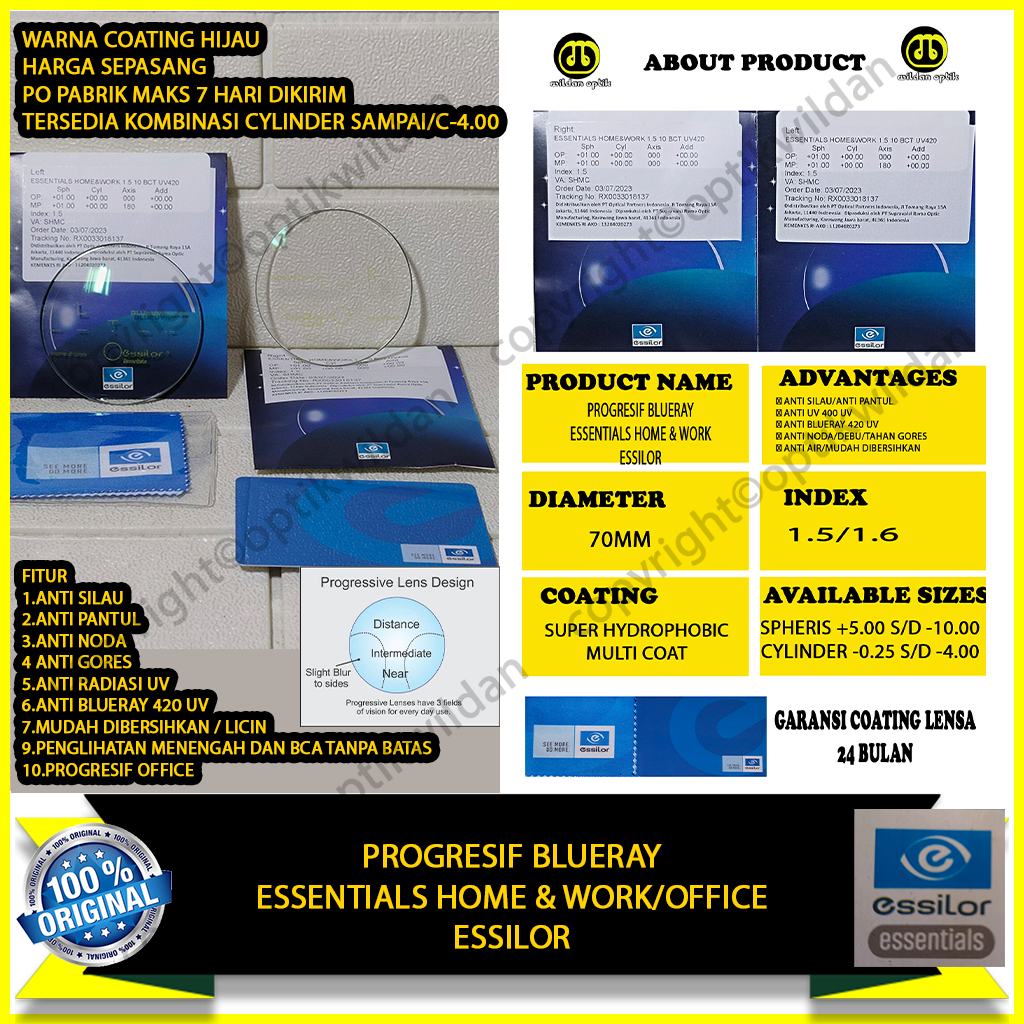 Jual ESSILOR PROGRESIF ESSENTIALS HOME & WORK BLUE SERIES | Shopee ...