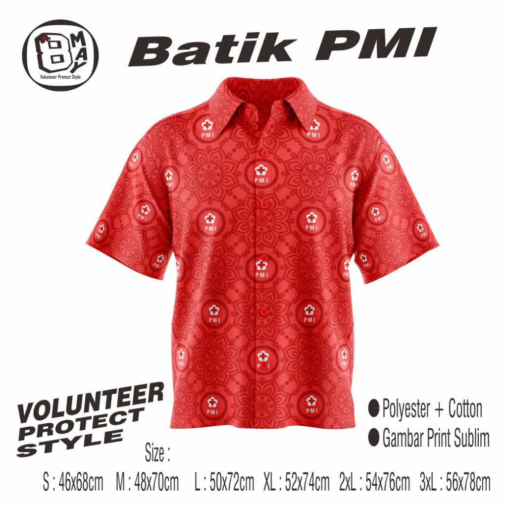Jual KEMEJA BATIK PMI LENGAN PENDEK ( PALANG MERAH INDONESIA ) | Shopee ...