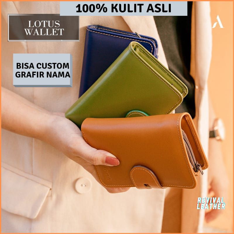 Jual Dompet Pendek Lipat Wanita Alona Lotus Wallet Bahan Kulit Sapi ...