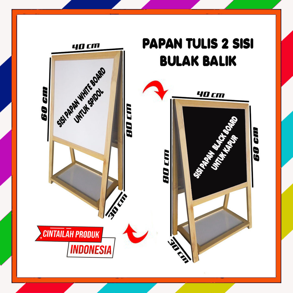 Jual Papan tulis Portable 2 sisi whiteboard dan blackboard | Shopee ...