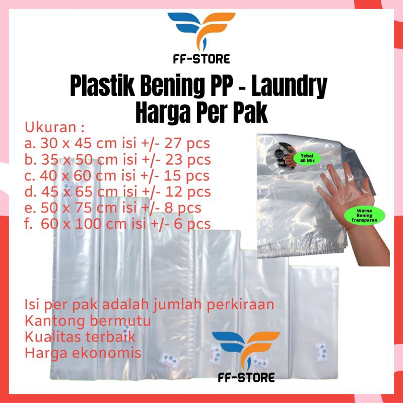 Jual [Per PAK] Kantong Plastik PP bening Plastik Laundry Plastik Bening Besar Loundry Plastik ...