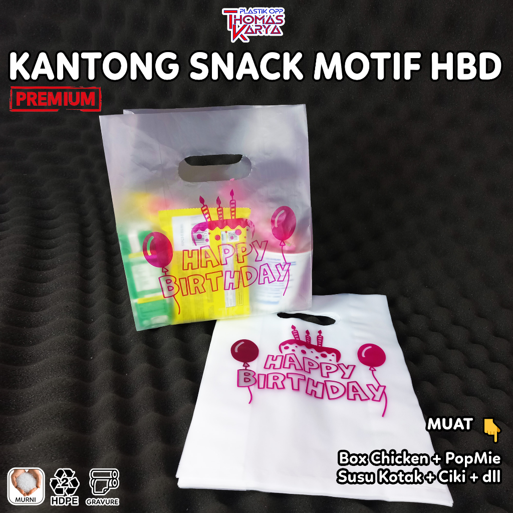 Jual Plastik Ultah 20x30 HAPPY BIRTHDAY PINK isi 50 Tas Bingkisan Snack ...