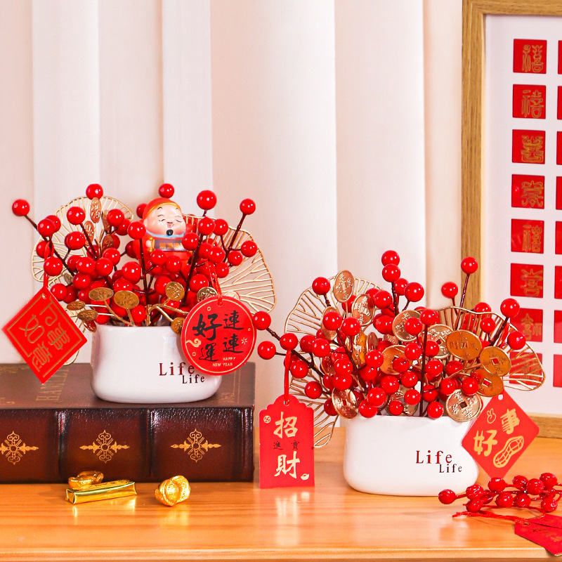 Jual (PJ-017) Pajangan Buket Bunga Imlek Chinese New Year Bucket Flower ...