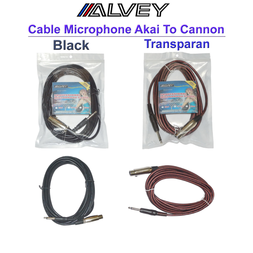 Jual ALVEY KABEL MIC AKAI TO CANNON (ATC) WARNA HITAM TRANSPARAN ...