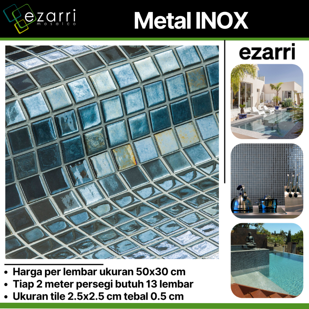 Jual Keramik Mozaik Kolam Renang Mosaic Mosaik Kaca Ezarri Tipe Metal ...