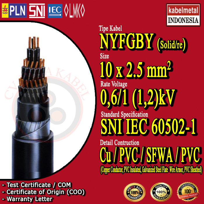 Jual Kabel NYFGBY 10x2.5 mm2 METAL /10 x 2,5 mm2/10x2.5mm2/10x2,5 mm2 | Shopee Indonesia