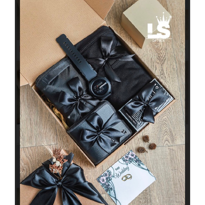 Jual (JAM BIASA)(GRATIS BOX JAM)Hampers Cowok Ulang Tahun Kemeja Hitam ...