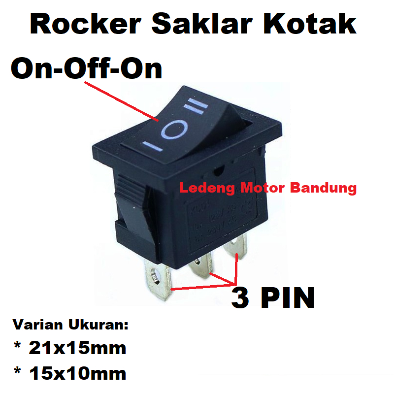 Jual Rocker Saklar Kotak On-Off-On 3 Pin Switch Dua Arah Power 3 Kaki ...