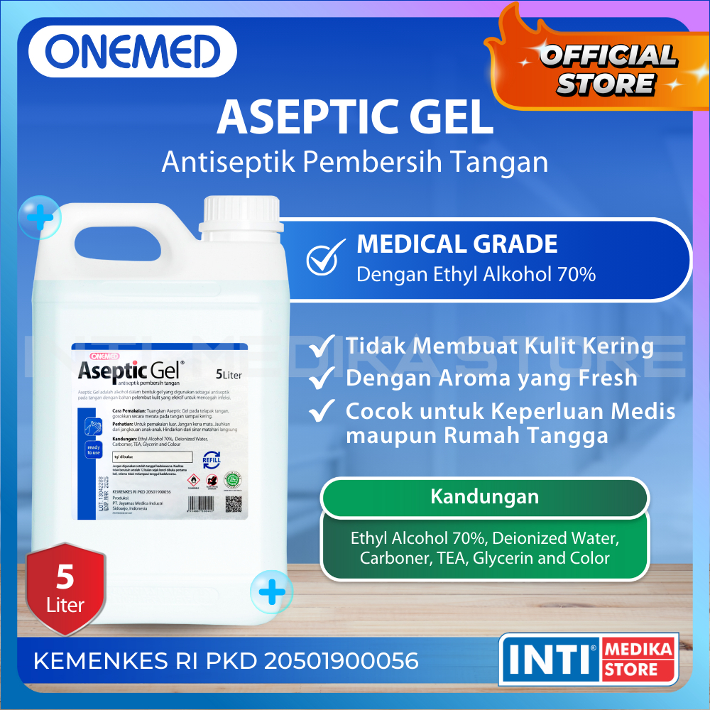 Jual ONEMED - Aseptic Gel 5 Liter / Refill Hand Sanitizer / Antiseptic ...