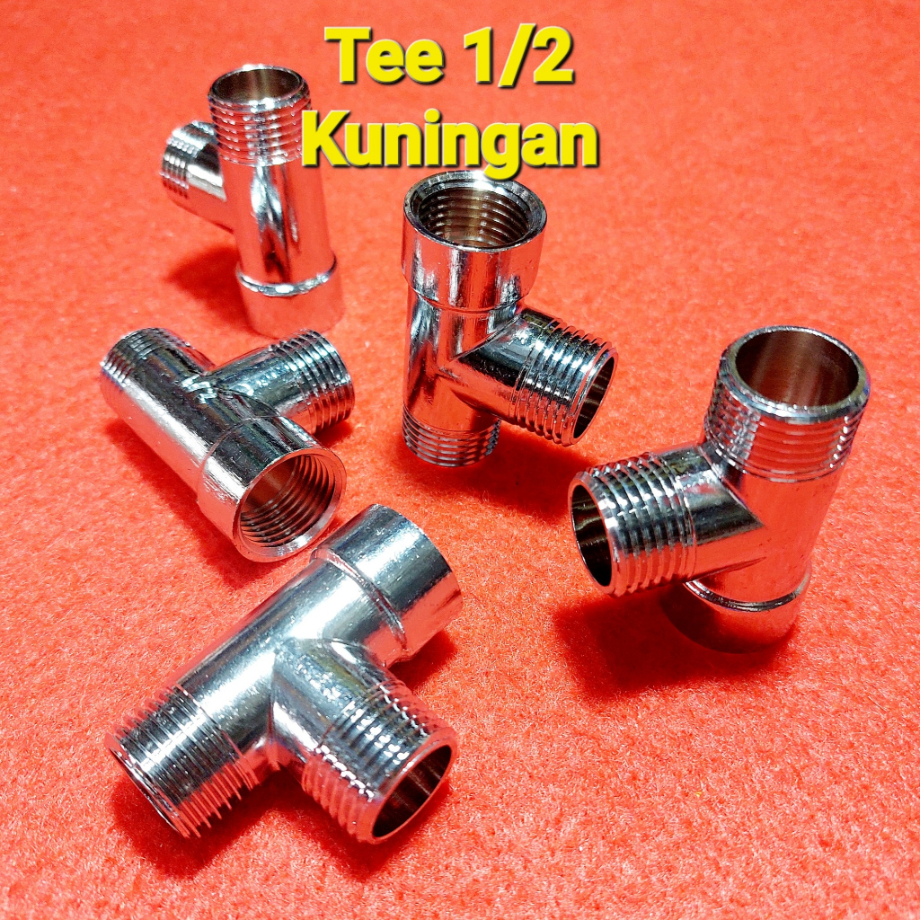 Jual Tee Kuningan 1/2 inchi - Derat Sambungan Pipa / Kran - Chrome ...