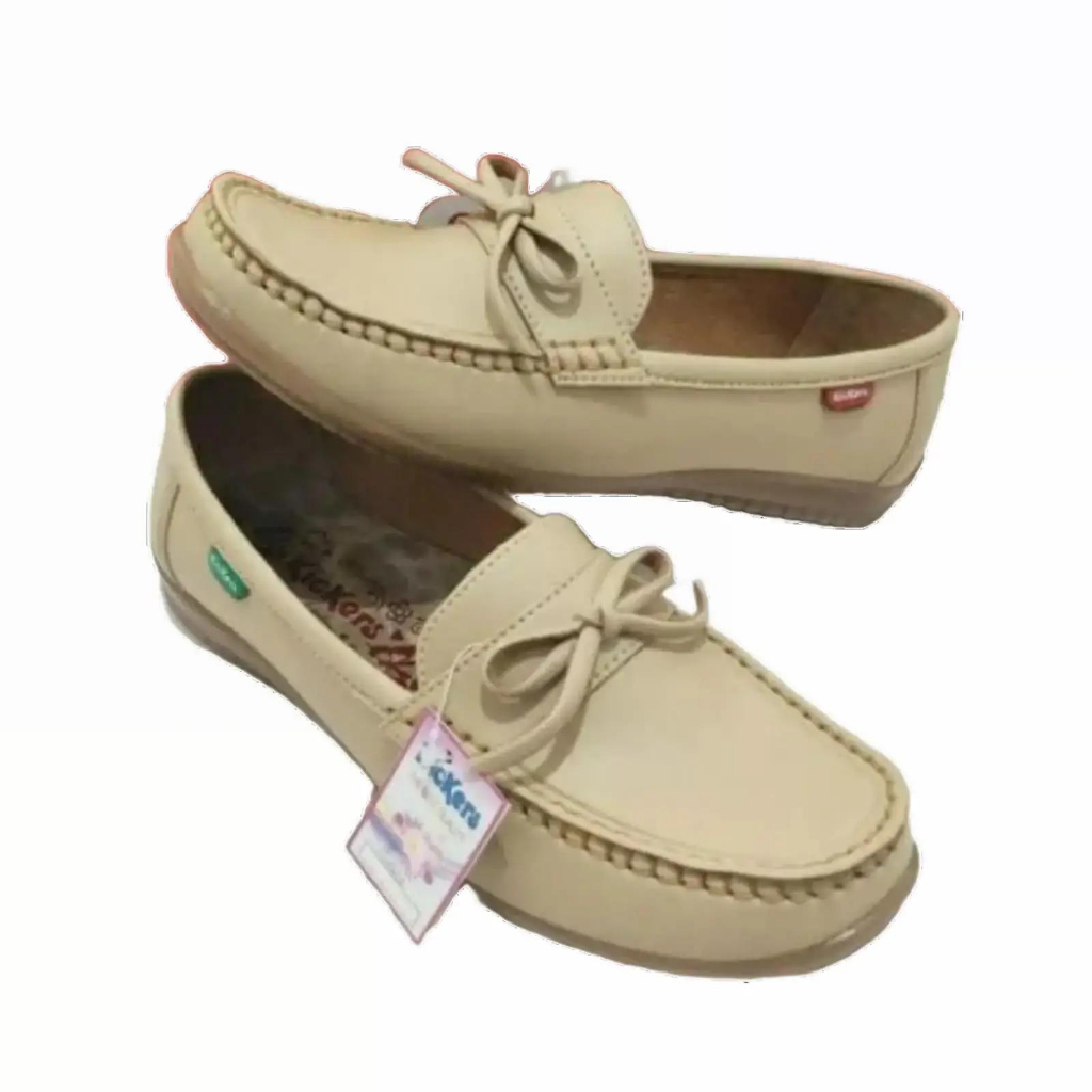 Jual sepatu kickers cewek motif pita ivori slip on flat shoes kaual ...