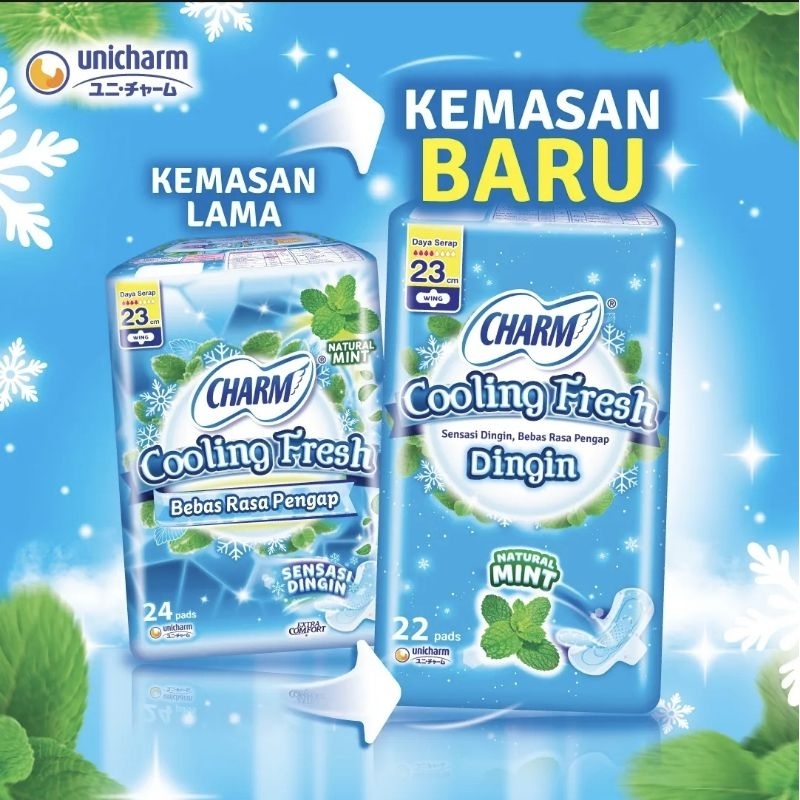 Jual Charm Cooling Fresh Wing Non Wings 23cm 26cm Sejuk Pembalut Wanita ...