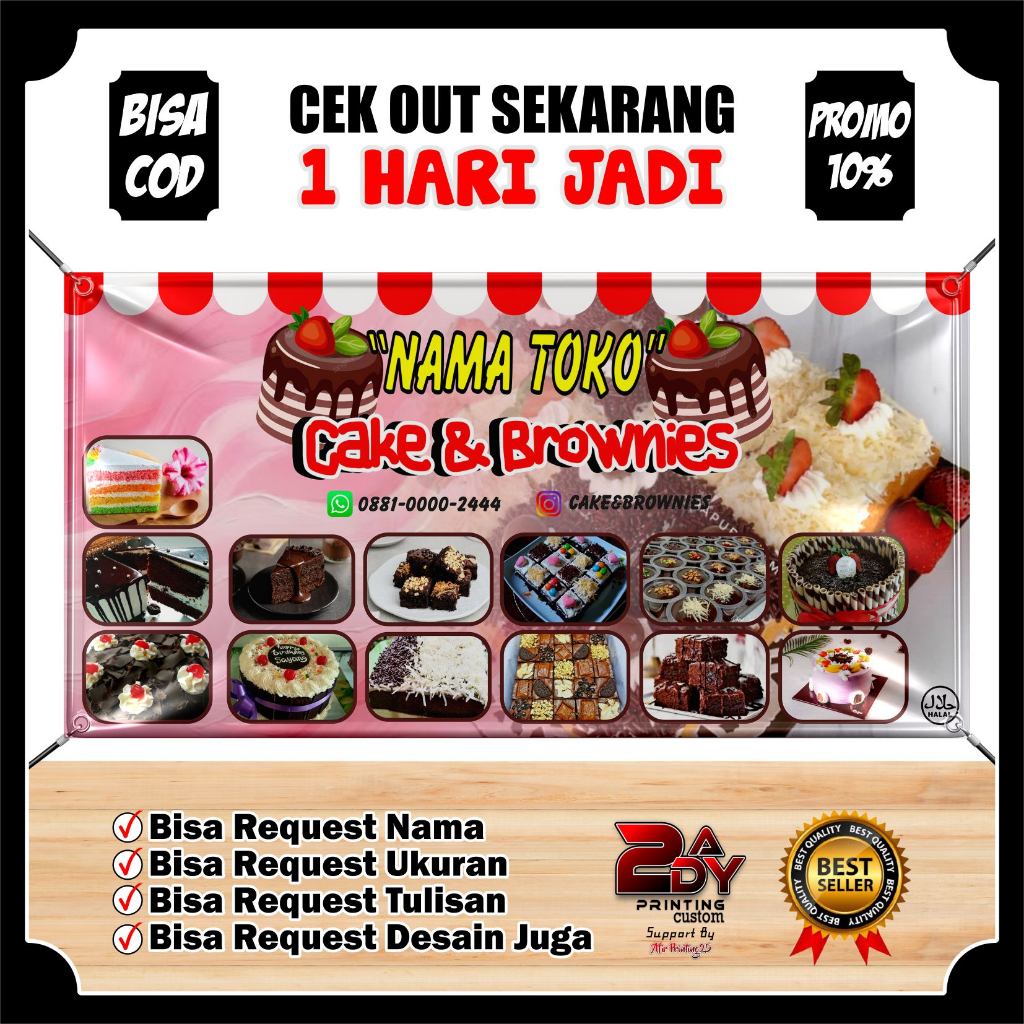 Jual SPANDUK BANNER BACKDROP CAKE&BROWNIS Kekinian VIRAL TERMURAH 1 ...
