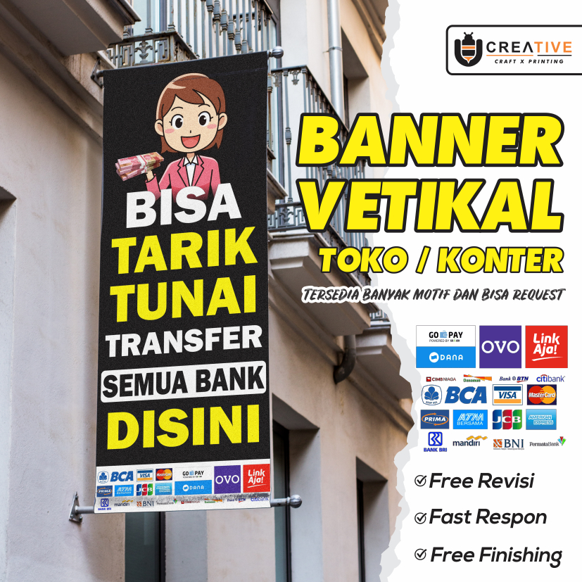 Jual Spanduk / Banner Tarik Tunai Transfer Semua Bank | Shopee Indonesia