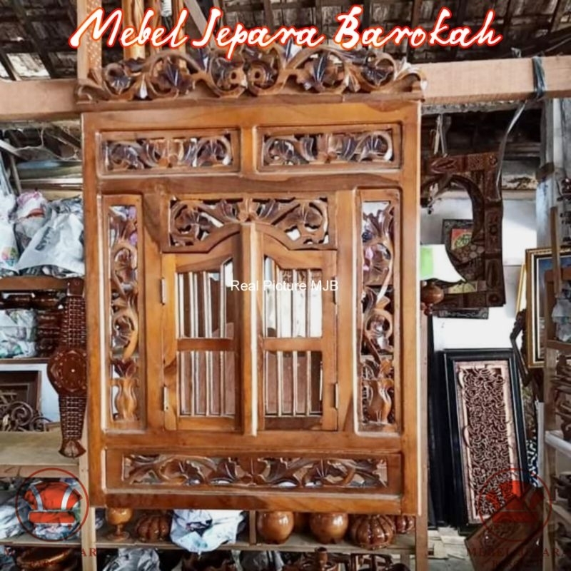 Jual Hiasan Dinding Figura Jendela Krepyak Kayu Jati Ukir Minimalis ...