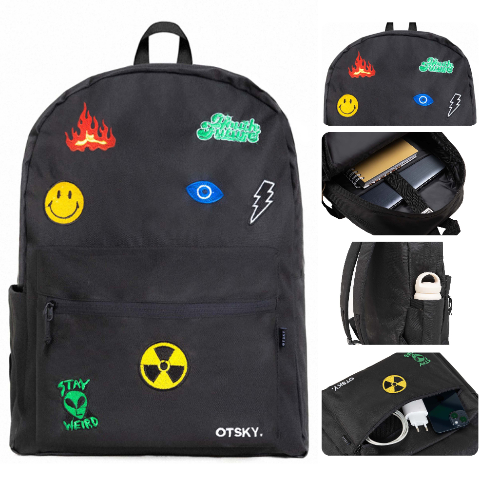 Jual Otsky Backpack Tas Ransel Emoticon Bordir Premium Pria & Wanita 2 ...