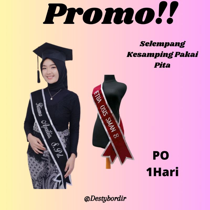 Jual 1HARI JADI Selempang/selendang Wisuda, kelulusan/bride to be/Happy ...