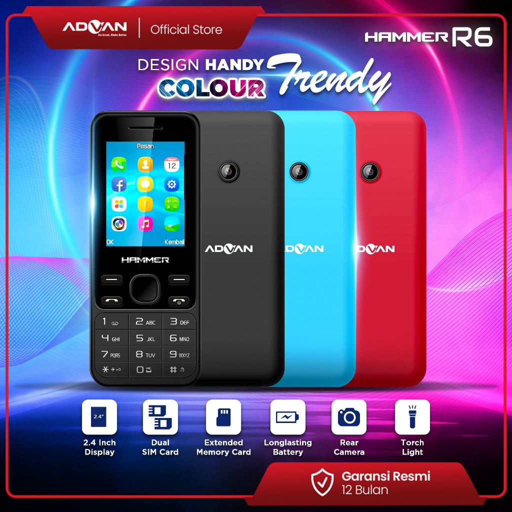 Jual HAMMER R6 Handphone Poliponik Feature Phone CandyBar Garansi Resmi 1 tahun | Shopee Indonesia