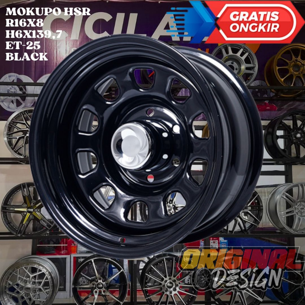 Jual Velg Mobil Ring 16 HSR MOKUPO R16 LEBAR 8 BAUT 6 PCD 139,7 ET-25 BLACK | Shopee Indonesia