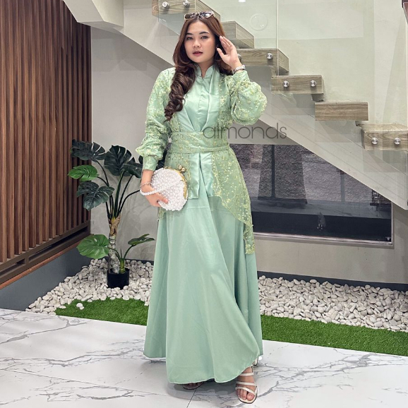 Jual Maudy Outer Dress Tille Brukat Set Inner Silk Dress Mix Outer Kondangan Busui Friendly ...