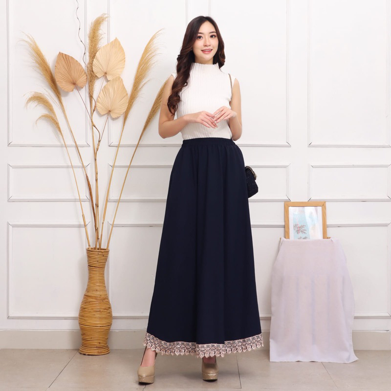 Jual ROK PANJANG RENDA CRINKLE AIRFLOW MAYUNG FIT TO JUMBO XXL POLOS ...