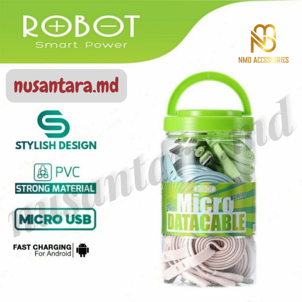 Jual Kabel Data Micro USB Robot RGM-100 2.1A 100CM Kabel Data Fast ...