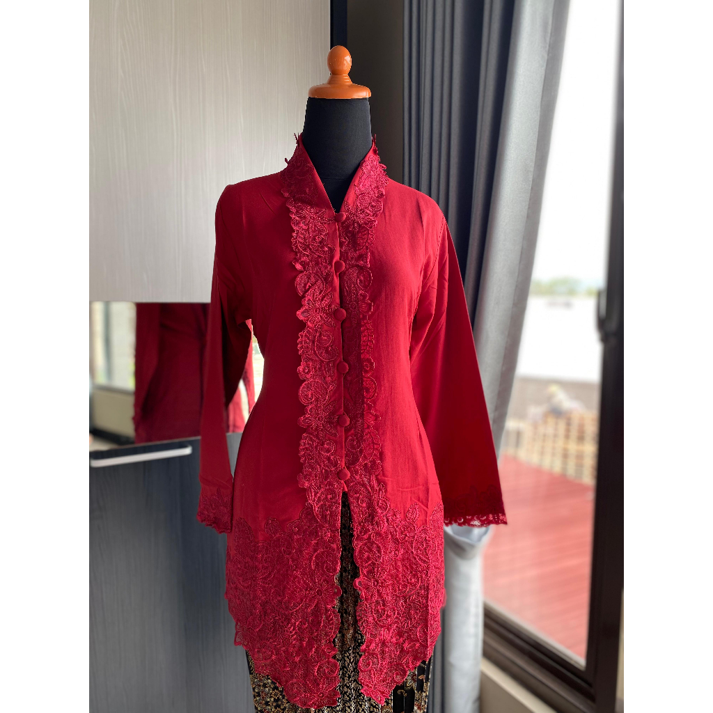 Jual Kebaya Encim Katun Bordir Senada Model Kartini | Shopee Indonesia