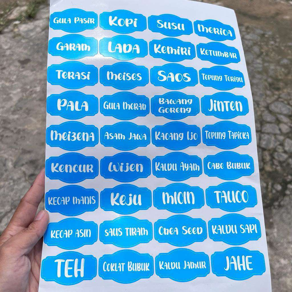 Jual Stiker Bumbu Dapur Warna Biru Tua Jual Per Nama Stiker | Shopee ...