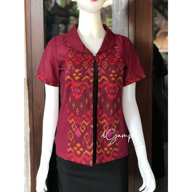 Jual Blazer Endek Tenun Kombinasi, Kerah Bulan, Kancing Atas Bulat kait ...